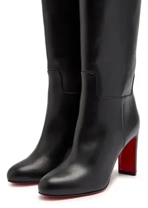 CHRISTIAN LOUBOUTIN Loo Botta 85 Leather Knee-high Boots - Black