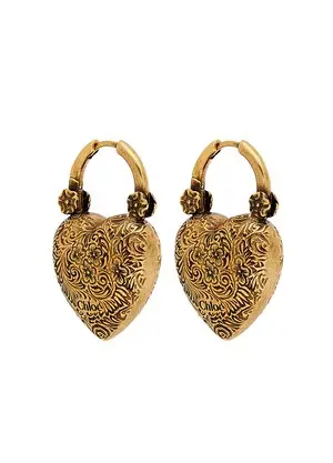 Chloé Château Treasures Heart Hoop Earrings - Gold