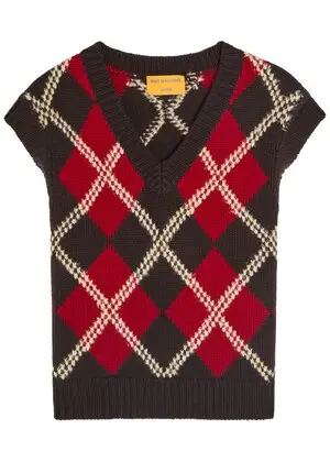 Guest In Residence Argyle Intarsia Wool And Cashmere-Blend Vest Stripe