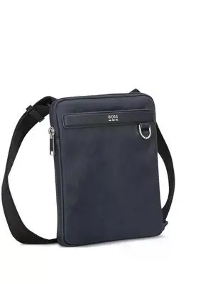 BOSS Textured Zip-fastening Messenger Bag - Blue