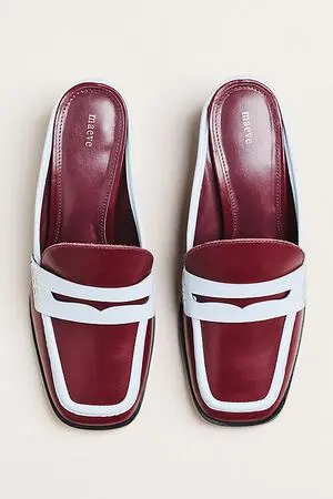 Maeve Loafer Mule Heels - Wine/blue