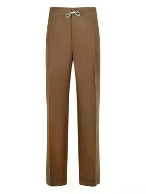 MAISON MARGIELA Drawstring-waist Pleated Trousers - Brown