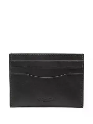 COACH® Logo-embossed Leather Cardholder - Black