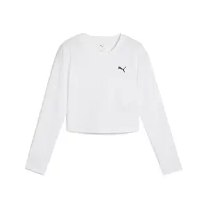 PUMA Wardrobe Essentials Cropped Long Sleeve T-shirt - White