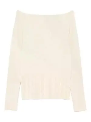Patrizia Pepe Boat-neck Knitted Sweater - Neutrals