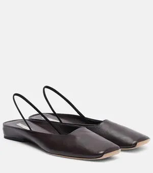 Calvin Klein Leather Slingback Flats - Black