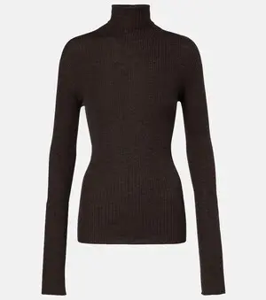 Calvin Klein Ribbed-knit Wool Turtleneck Sweater - Brown