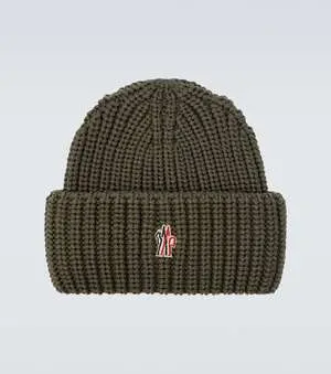 Moncler Ribbed-knit Virgin Wool Beanie - Green