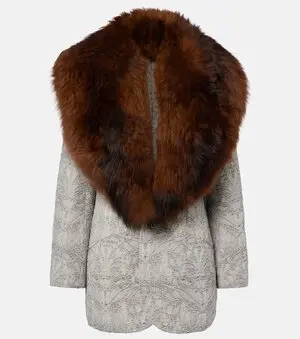 JACQUES WEI Shearling-trimmed Cotton Coat - Grey