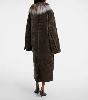 JACQUES WEI Shearling-trimmed Coat - Brown
