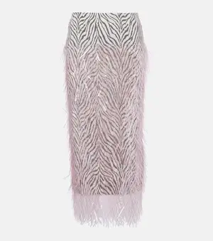 JACQUES WEI Fringed Zebra-print Midi Skirt