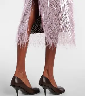 JACQUES WEI Fringed Zebra-print Midi Skirt