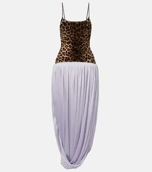 JACQUES WEI Leopard-print Draped Maxi Dress