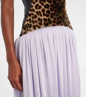 JACQUES WEI Leopard-print Draped Maxi Dress