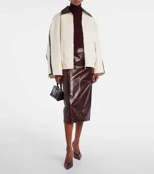 JACQUES WEI Leather-trimmed Cotton Jacket