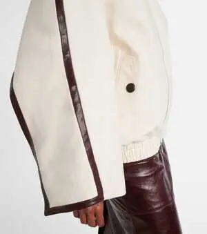 JACQUES WEI Leather-trimmed Cotton Jacket