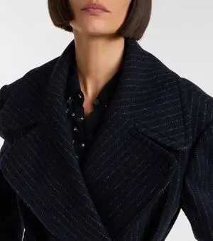 Dries Van Noten Belted Pinstriped Wool Coat