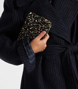 Dries Van Noten Belted Pinstriped Wool Coat