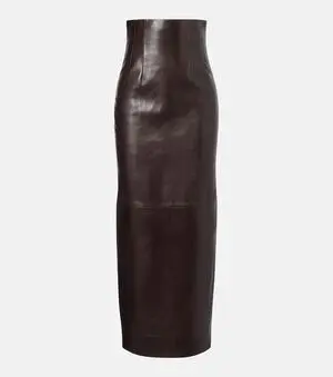 Khaite Loxley Leather Maxi Skirt - Brown