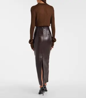 Khaite Loxley Leather Maxi Skirt - Brown