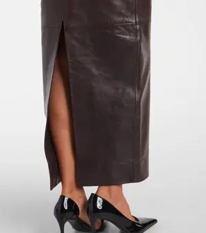 Khaite Loxley Leather Maxi Skirt - Brown