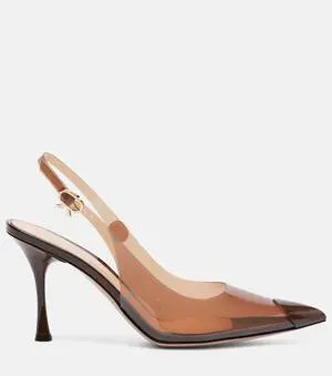 GIANVITO ROSSI Diana 85 Leather-trimmed Slingback Pumps - Brown