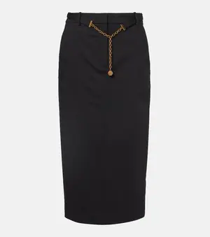 Veronica Beard Belted Wool Pencil Skirt