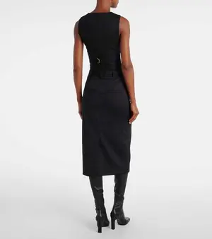 Veronica Beard Belted Wool Pencil Skirt
