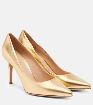 GIANVITO ROSSI Gianvito 85 Leather Pumps Gold