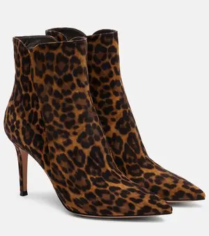 GIANVITO ROSSI Levy 85 Leopard-print Ankle Boots - Brown