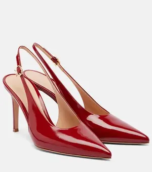 GIANVITO ROSSI Robbie 85 Patent Leather Slingback Pumps - Red