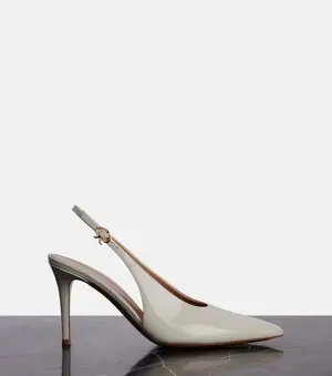 GIANVITO ROSSI Robbie 85 Patent Leather Slingback Pumps - White