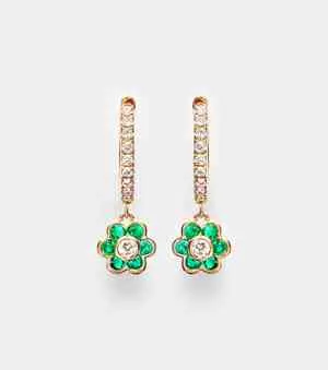 ANITA KO Flora 18kt Huggie Earrings With Diamonds And Emeralds - Gold