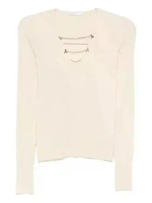 Patrizia Pepe Chain-embellished Sweater - Neutrals