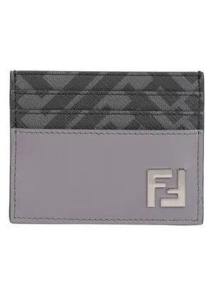 Fendi Porta Carte In Pelle - Grey
