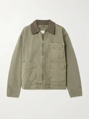 SLVRLAKE Casey Corduroy-trimmed Cotton-canvas Jacket - Green