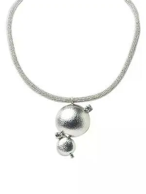 Peserico Beaded-chain Disc-pendant Necklace - Silver