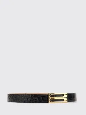 Victoria Beckham Crocodile Embossed Belt - Black