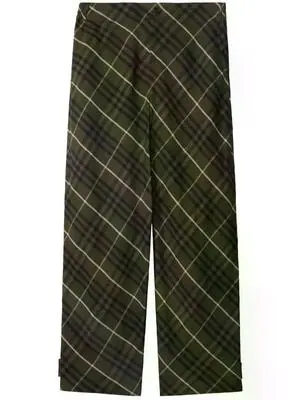 Burberry Check-pattern Linen Tailored Trousers - Green