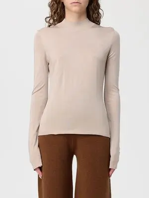 Max Mara Ribbed Mock Neck Long Sleeve Top - Beige