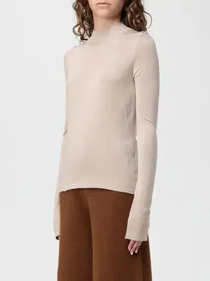 Max Mara Ribbed Mock Neck Long Sleeve Top - Beige