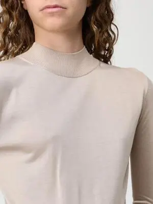 Max Mara Ribbed Mock Neck Long Sleeve Top - Beige