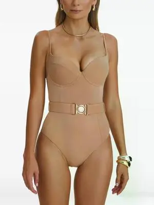 SOFIA ERHAN Belted Underwired One-piece Swimsuit - Brown