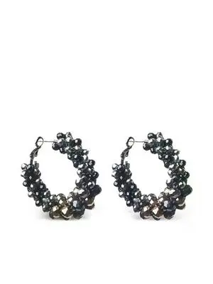 Peserico Beaded Hoop Earrings - Brown