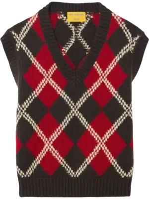 Guest In Residence Argyle Wool-blend Vest - Red