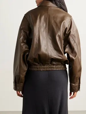 Staud Eugene Leather Jacket - Brown