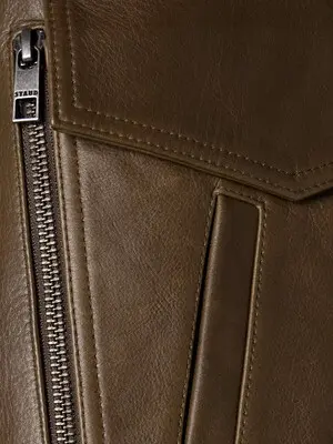 Staud Eugene Leather Jacket - Brown