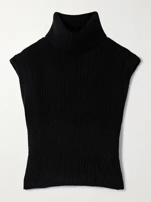 Simkhai Maple Ribbed Wool-blend Turtleneck Tank - Black