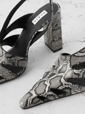 Alaïa Snakeskin Slingback Sandals - Snake Print