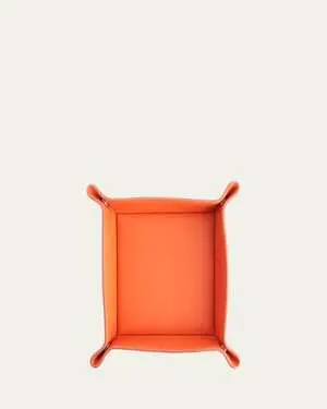 ROYCE NEW YORK Monogrammed Leather Catchall Valet Tray, Personalized - Orange